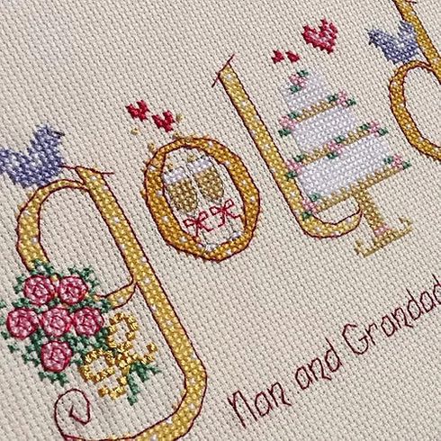 Golden Wedding 50th Anniversary Word Sampler Cross Stitch Kit only £24.00