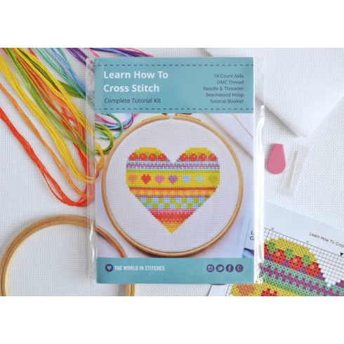 Beginners Heart - Learn How To Cross Stitch Complete Tutorial Kit only ...